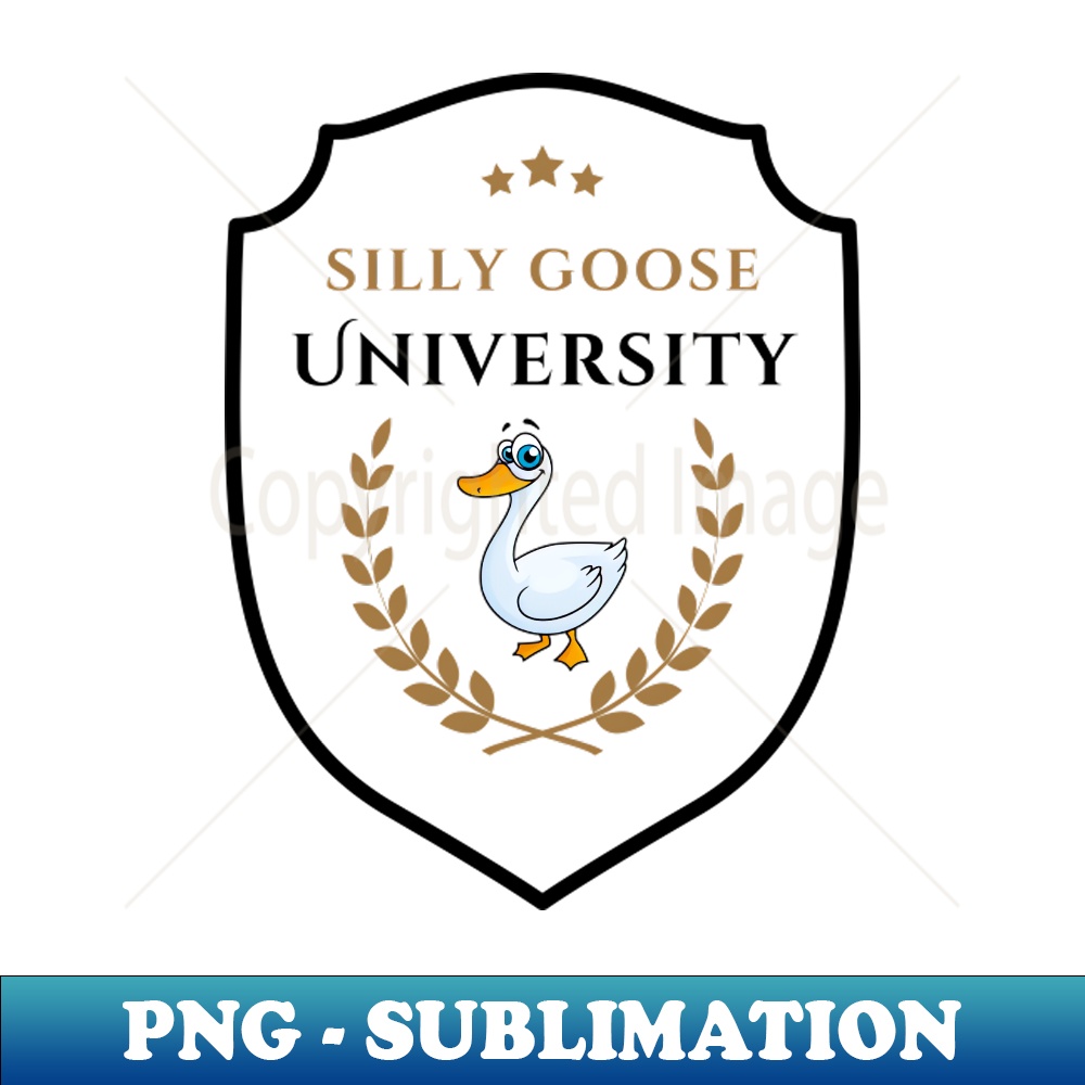 Silly Goose University - Cartoon Goose Emblem With Golden De | Inspire ...