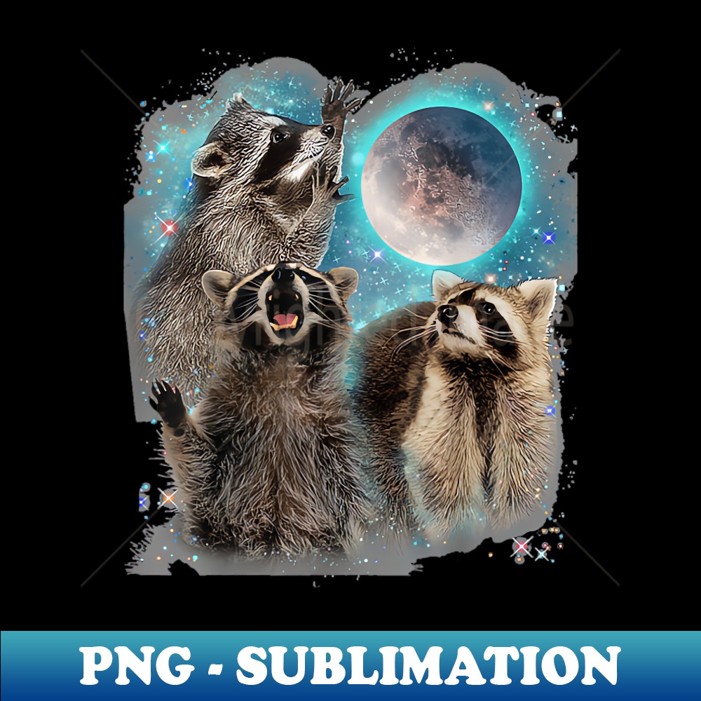 3 Racoon Moon Howling Raccoon Head Funny For Men Women - Sty | Inspire ...