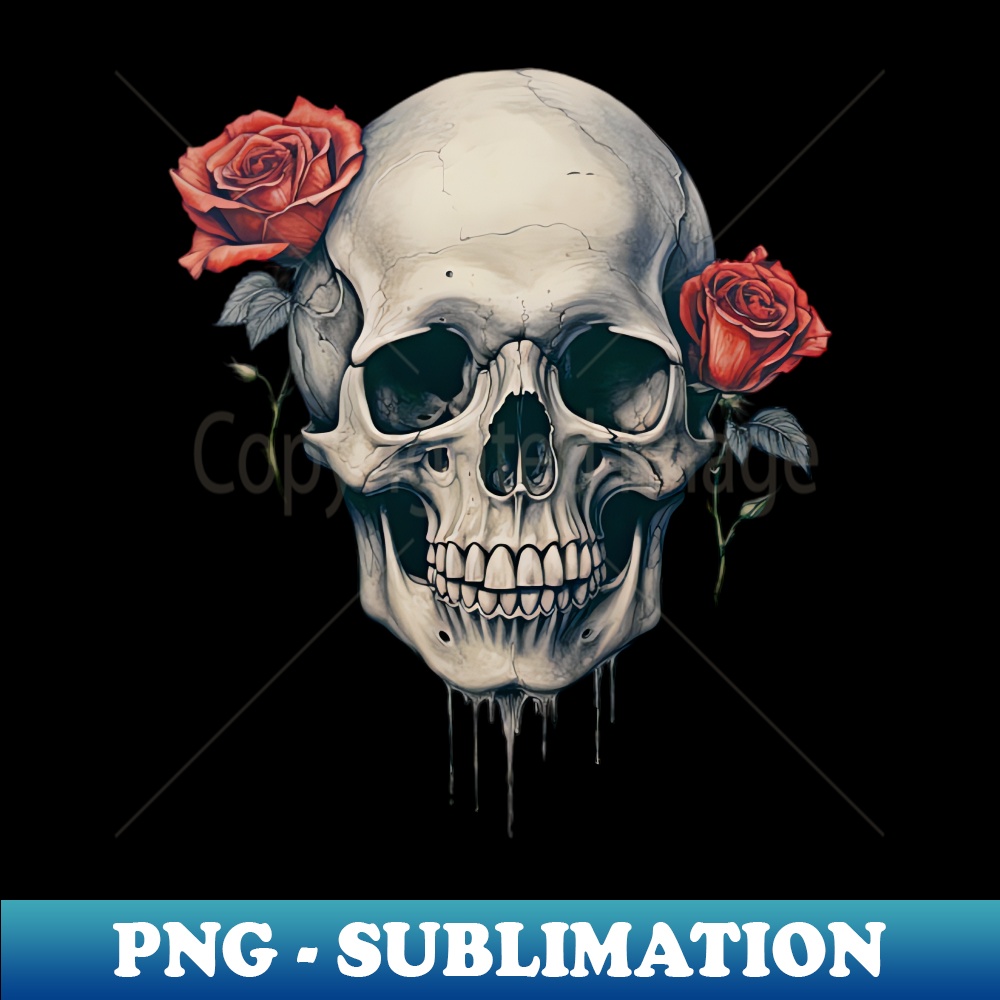 Gothic Dripping Skull and Roses - High-Resolution PNG Sublim | Inspire ...