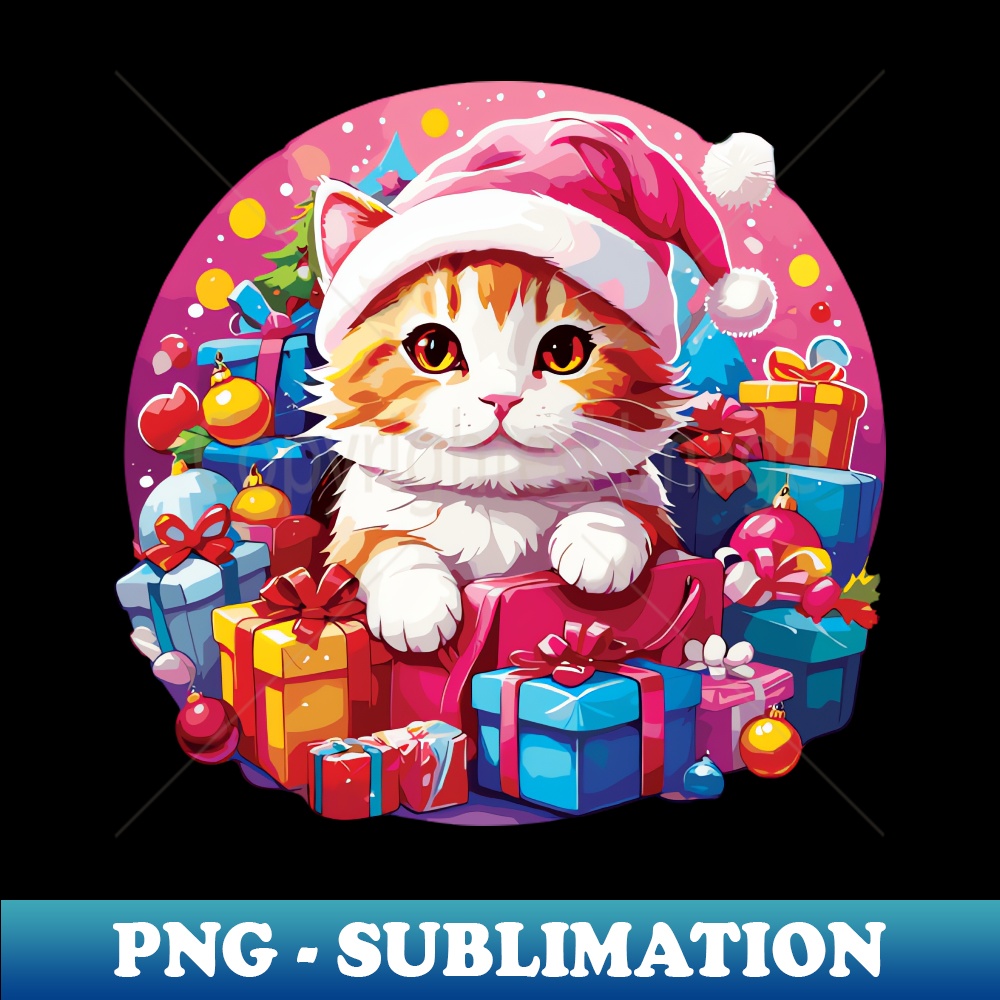 Cute Caramel Cat XMas - PNG Transparent Sublimation Design - - Inspire ...
