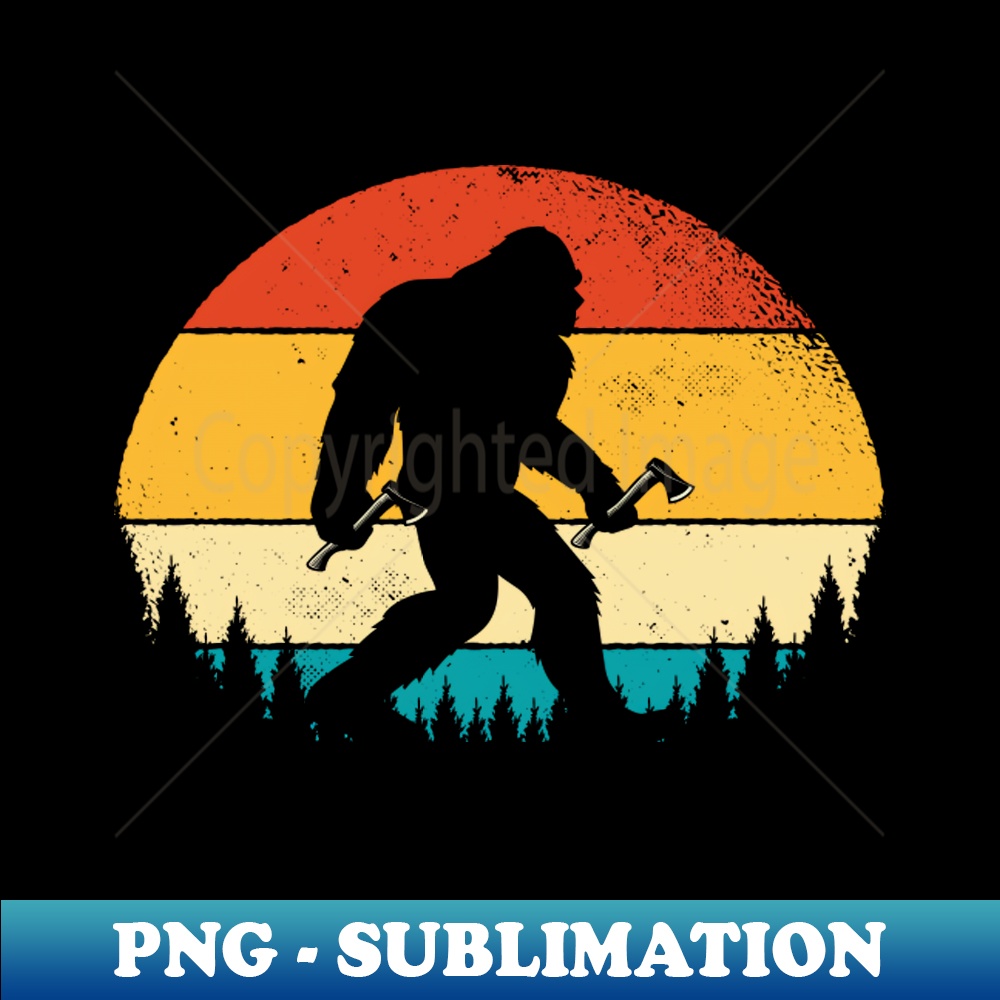 Funny Retro Vintage Style Bigfoot in Throwing Axe - Special | Inspire ...