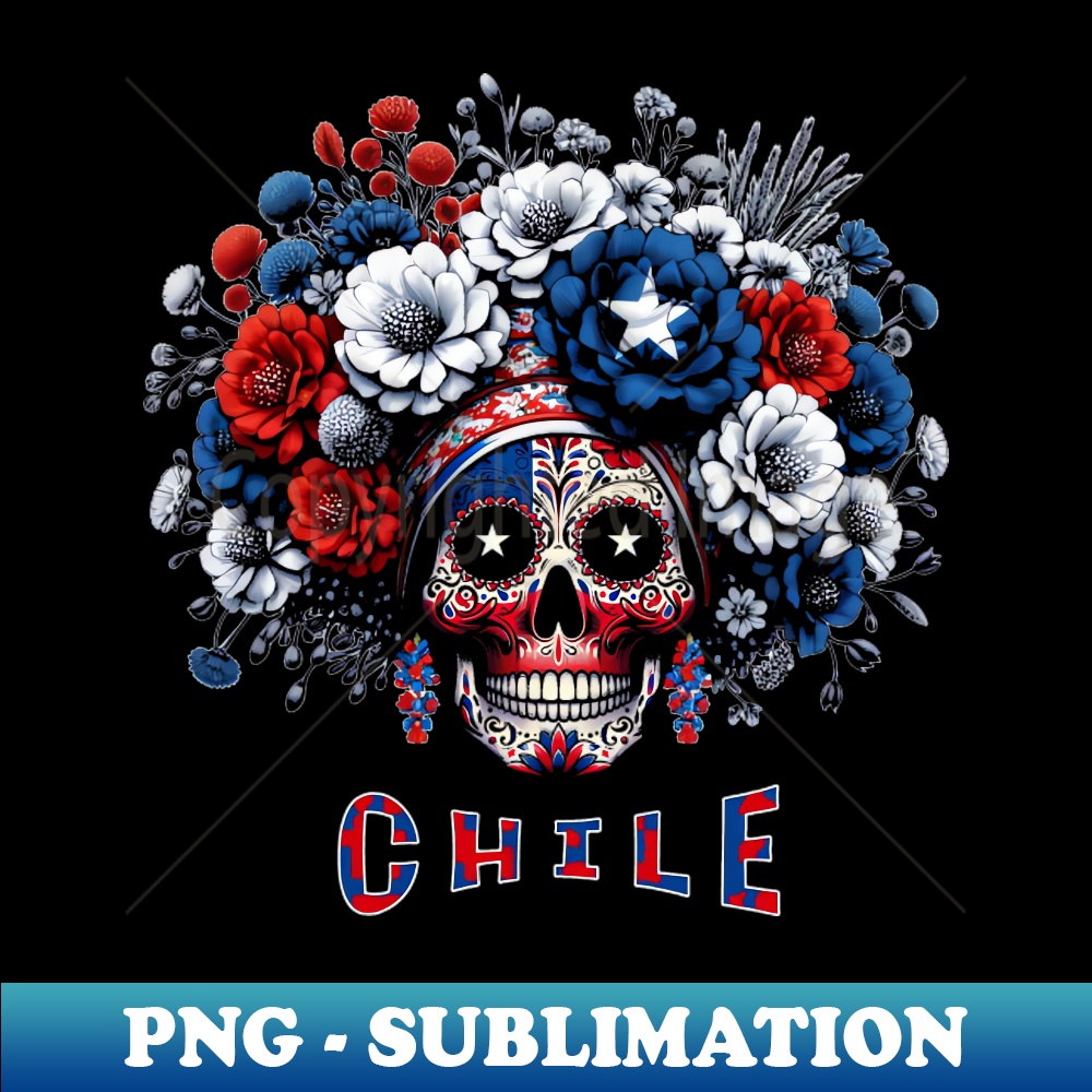 Santiago Chile Neon Sugar Skull Chilean Flag Style Graphic - | Inspire ...