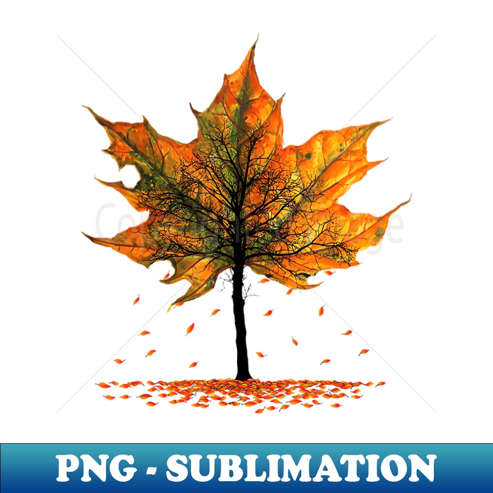 Maple Tree Falling Leaves Autumn Season - Premium PNG Sublim | Inspire ...