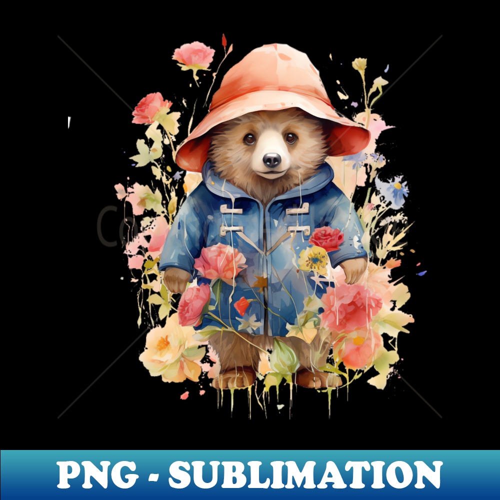 Paddington Bear with Flowers - PNG Transparent Digital Downl - Inspire ...