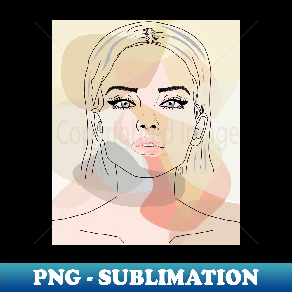Lady line drawing face hair neck shoulder and abstract mixed | Inspire ...