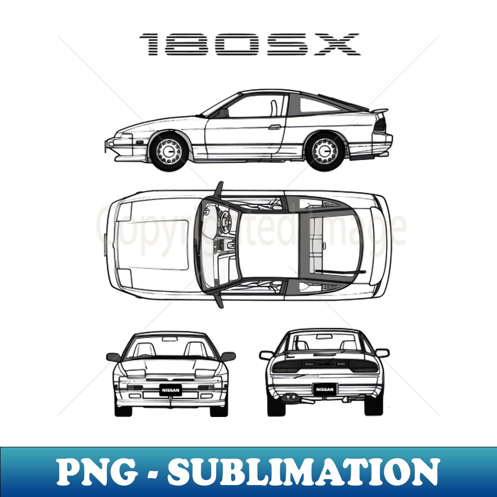 Nissan 180SX Blueprint - Premium PNG Sublimation File | Inspire Uplift