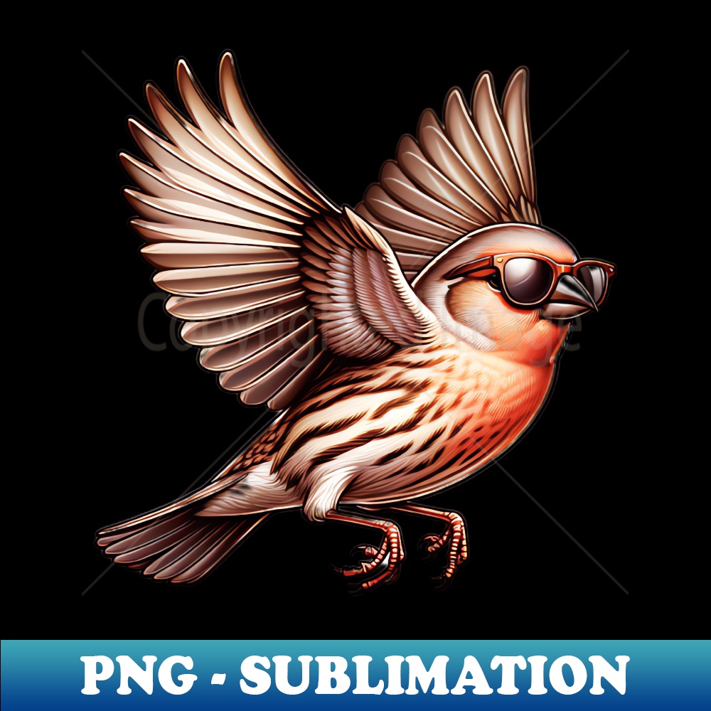 Flying House Finch - Instant PNG Sublimation Download | Inspire Uplift