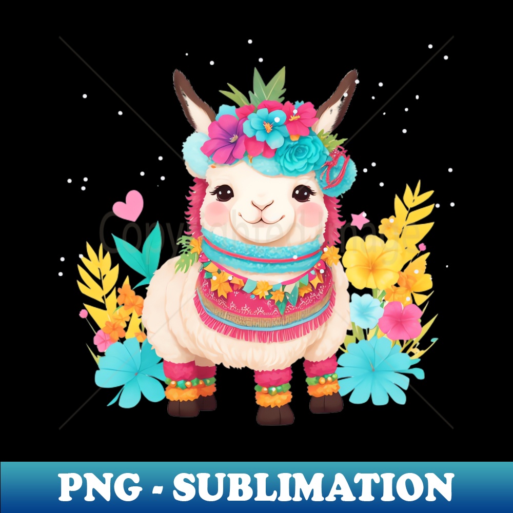 Cute festive Llama Floral llama - Aesthetic Sublimation Digi | Inspire ...