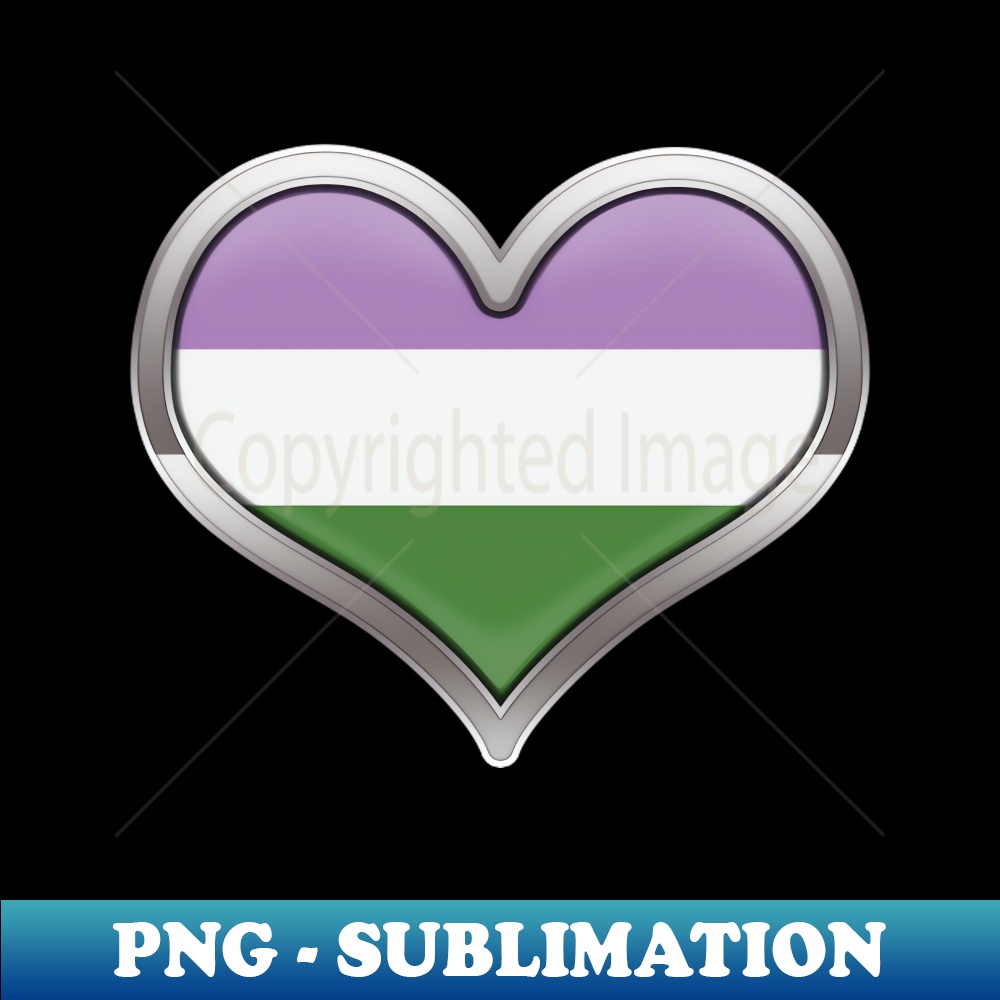 Large Genderqueer Pride Flag Colored Heart with Chrome Frame | Inspire ...