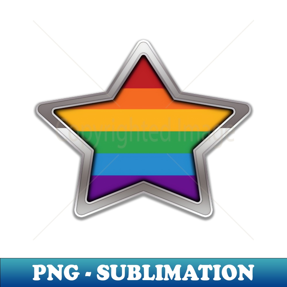 Large LGBT Pride Flag Rainbow Colored Star with Chrome Frame | Inspire ...