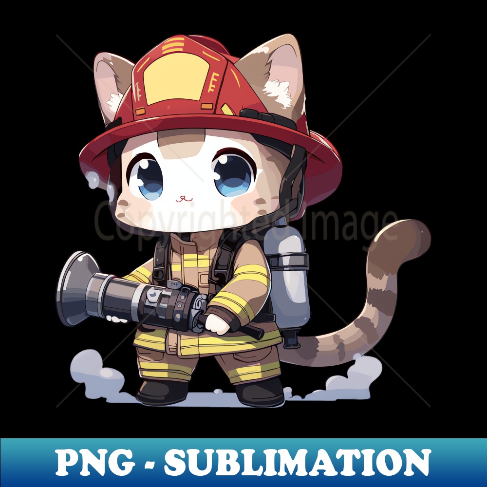 Furry Animal Cat working as firefighter in simple but Cute k | Inspire ...