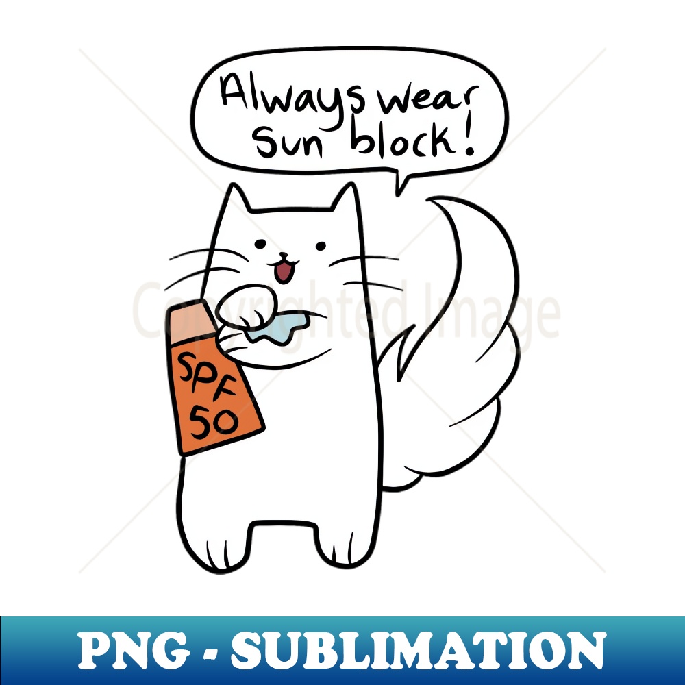 Cat Using Sun Lotion - PNG Transparent Sublimation File | Inspire Uplift