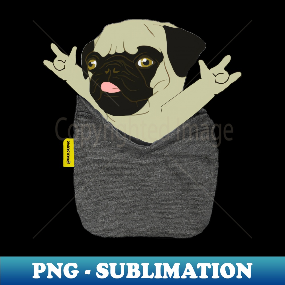 Pug Rock Pocket - PNG Transparent Sublimation File | Inspire Uplift