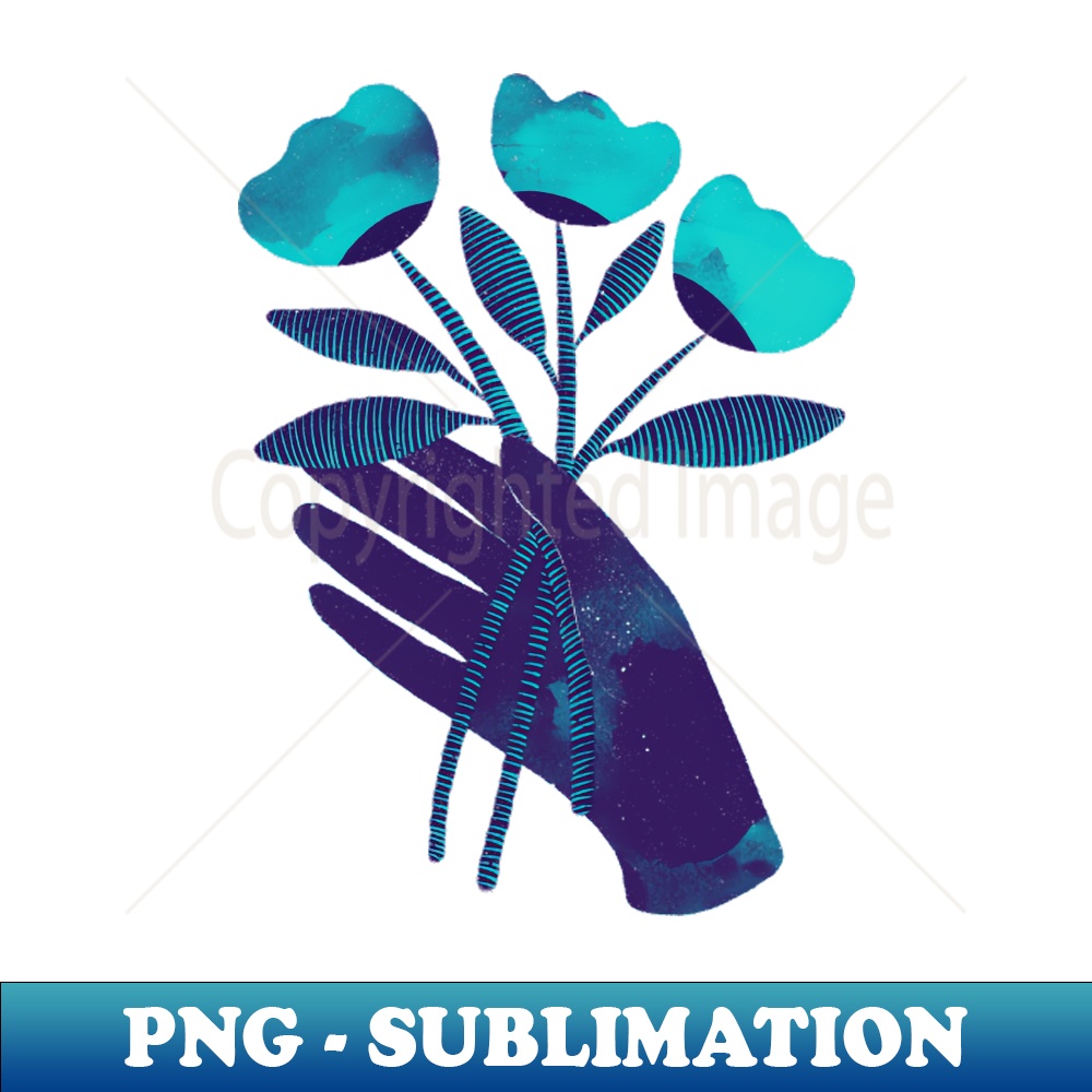Dark purple blue hand with turquoise flowers for you on yell | Inspire ...