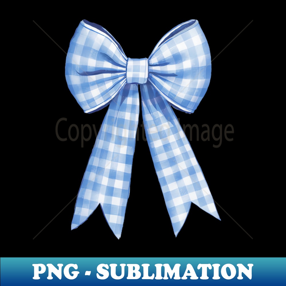 Watercolor Blue Checkered Ribbon Bow - Digital Sublimation D - Inspire ...