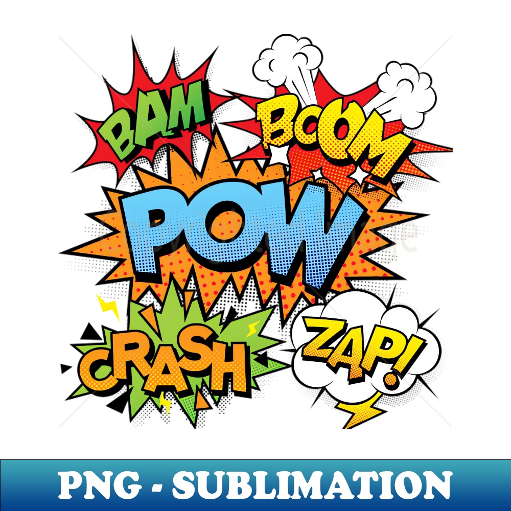 Comic Book Pow Crash Zap Bam Boom - Premium Sublimation Digi | Inspire ...