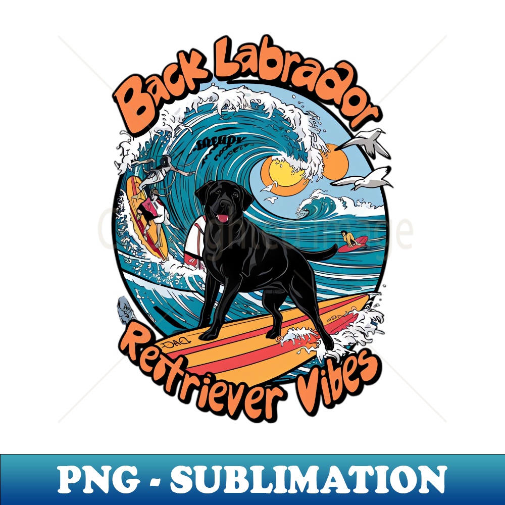 Wave Rider Black Labrador Retriever Pup 1 - Retro PNG Sublim | Inspire ...