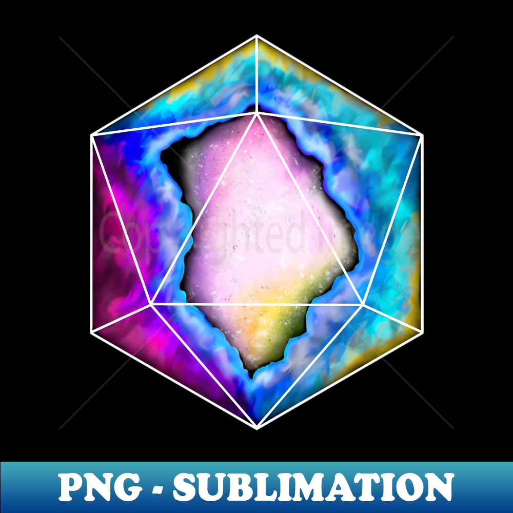 Pink Druzzy Gemstone D20 Dice - Sublimation-Ready PNG File | Inspire Uplift