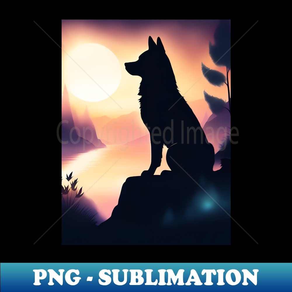 Dog Watching Sunset - Retro PNG Sublimation Digital Download | Inspire ...