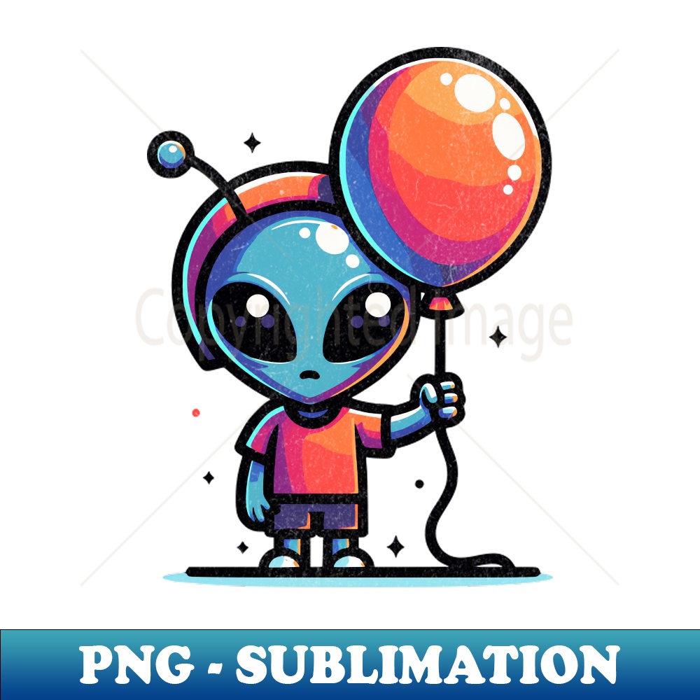 Alien Hold a Red Balloon - Signature Sublimation PNG File | Inspire Uplift
