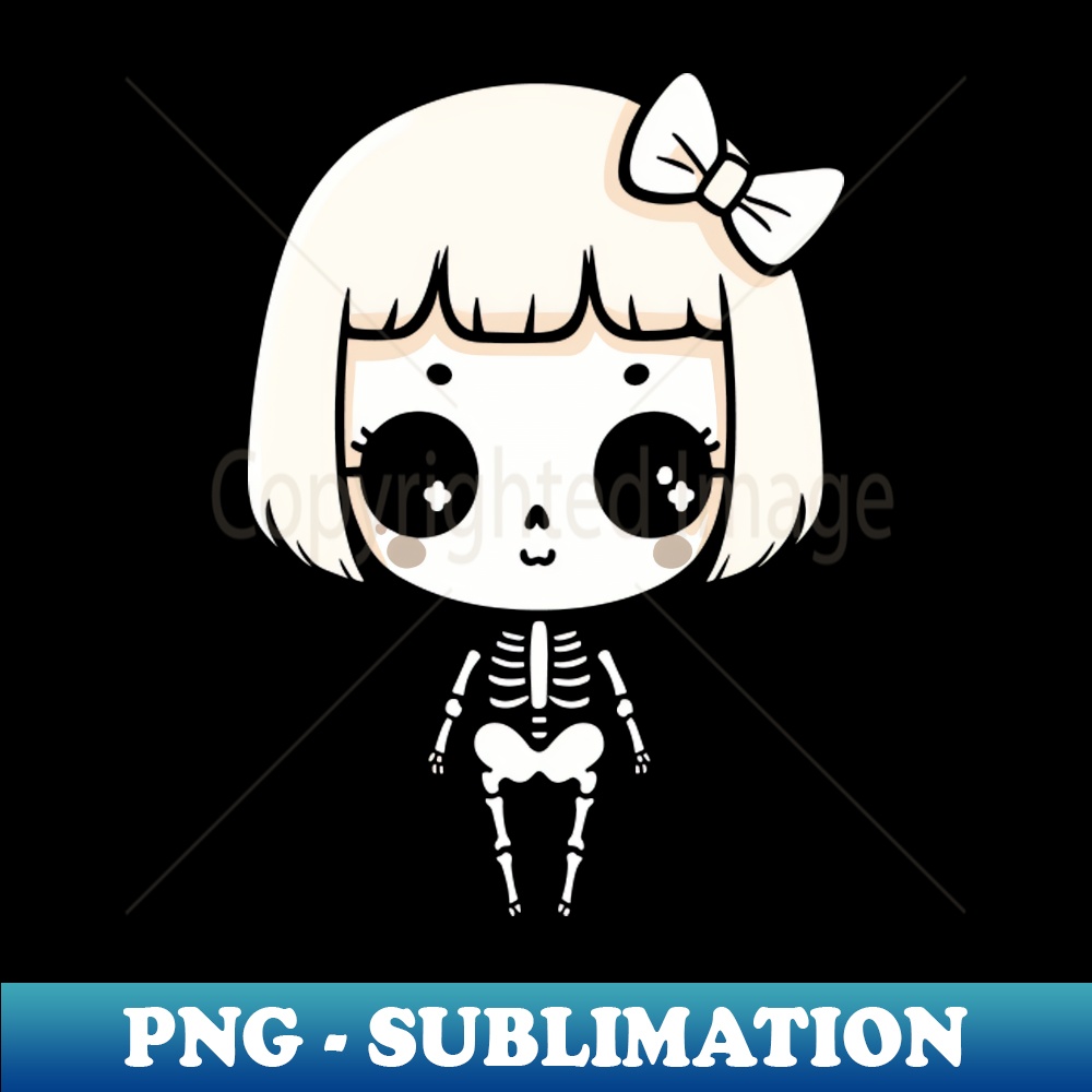 Cute Skeleton Girl in Kawaii Style Halloween Design for Girl | Inspire ...
