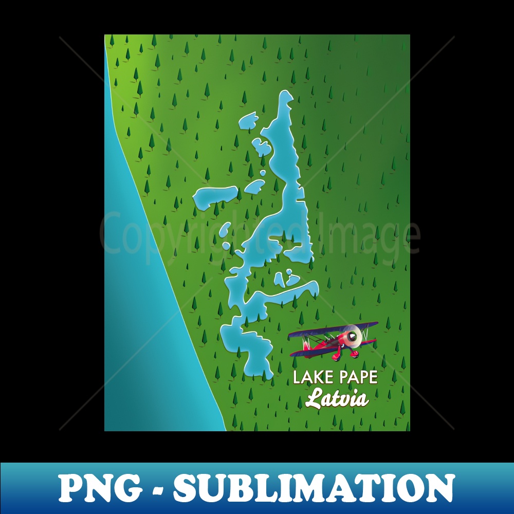 Lake Pape Latvia map - Instant PNG Sublimation Download | Inspire Uplift