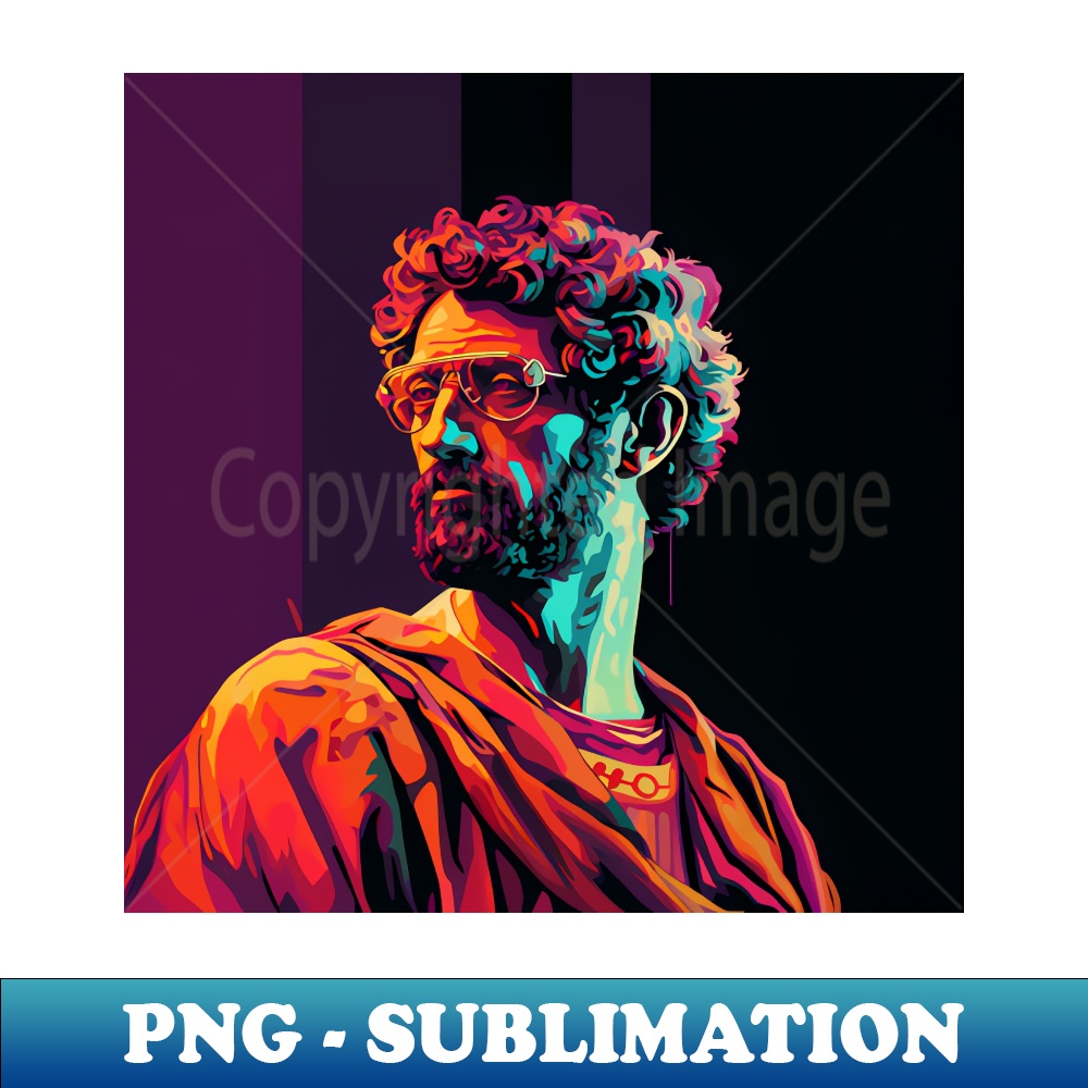 Retrowave Marcus Aurelius - Stoic with mad drip | Inspire Uplift