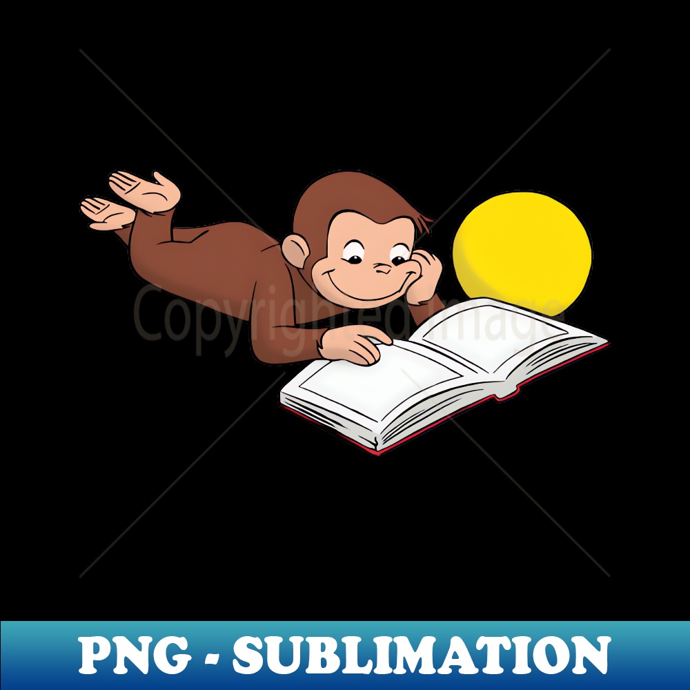 Curious George Reading - Sublimation-Ready PNG File | Inspire Uplift