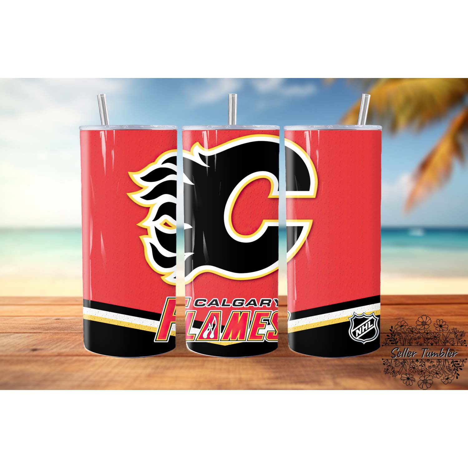Calgary Flames Tumbler 20 oz Wrap PNG, NHL Tumbler Wraps, Fo - Inspire ...