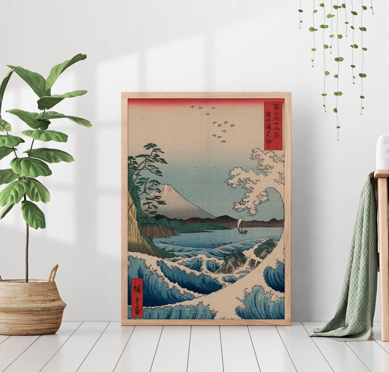 Vintage Japanese Asian Abstract Painting Green Canvas Printe | Inspire ...