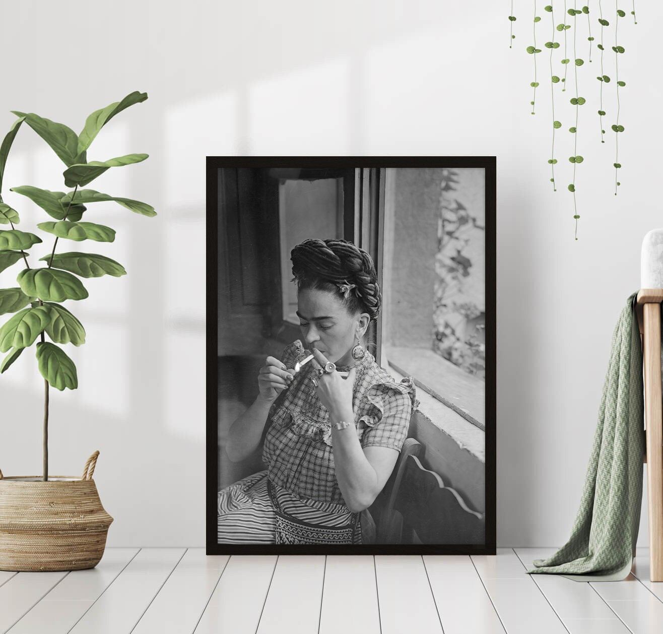 Frida Kahlo Smoking Cigarette Poster Black and White Retro V | Inspire ...