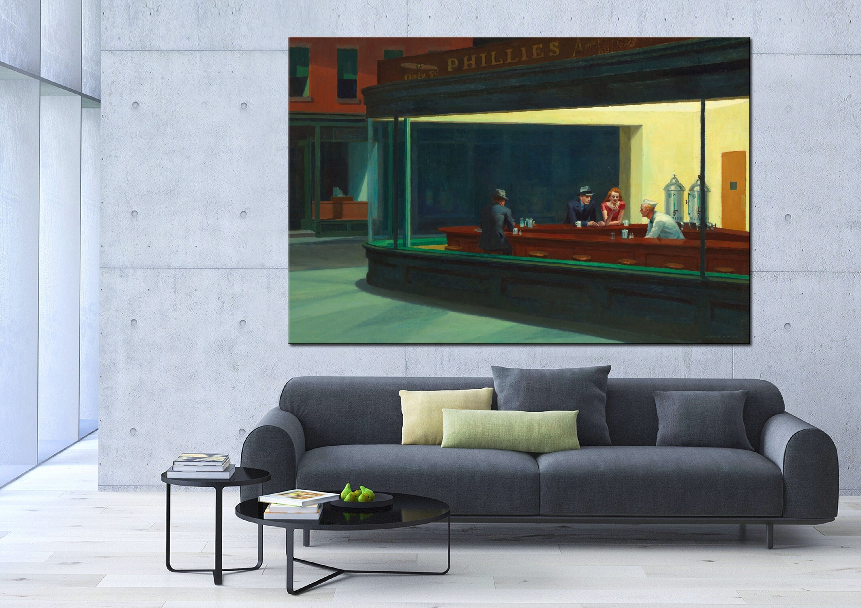 Edward Hopper Nighthawks canvas wall art Nighthawks Cafe Rep | Inspire ...