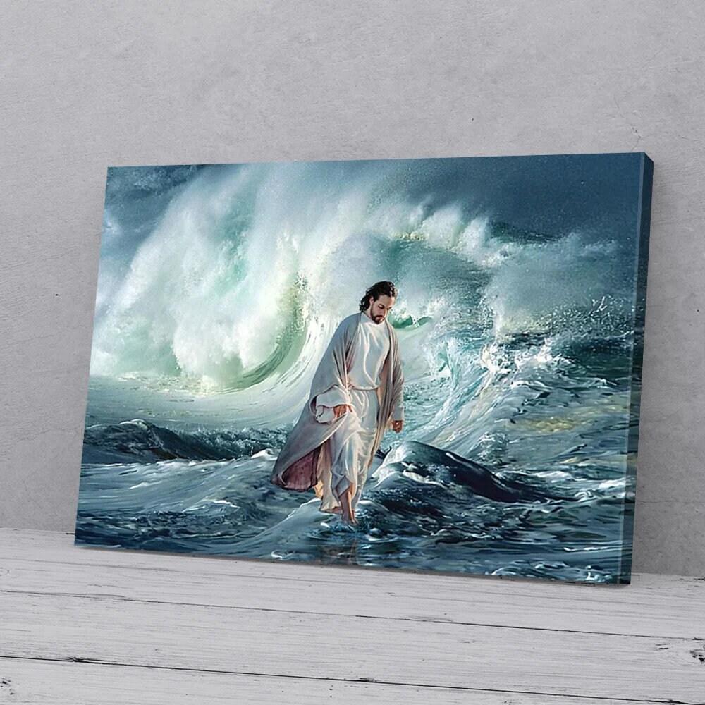 Walking On Wave Jesus Canvas Jesus Christ Wall Art Canvas Pi | Inspire ...
