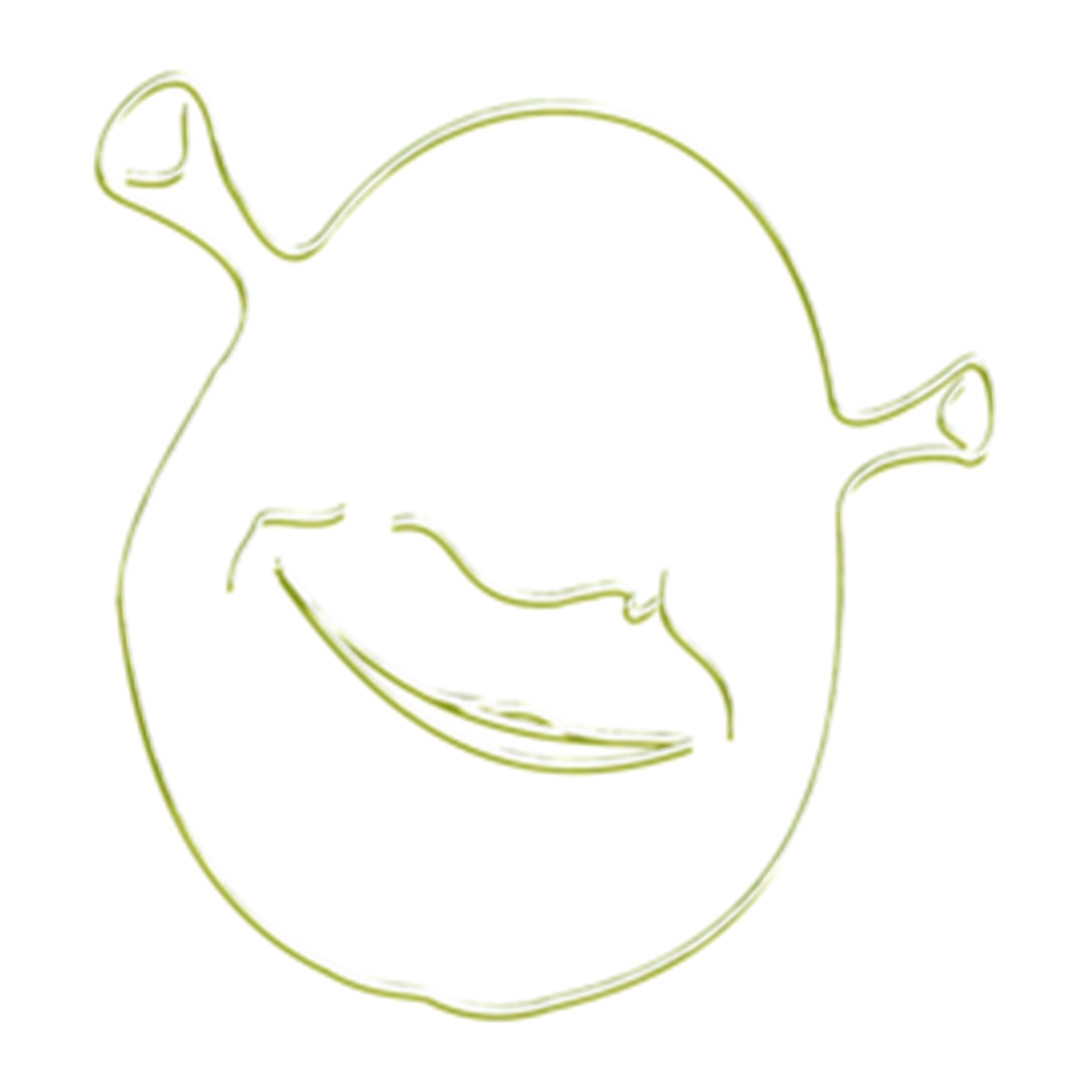 Shrekoutline green and white, with black background | Inspire Uplift