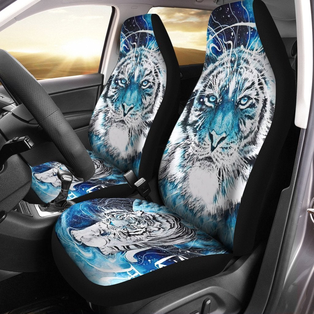 White Tiger Car Seat Covers Custom Face Wild Animal Car Acce | Inspire ...