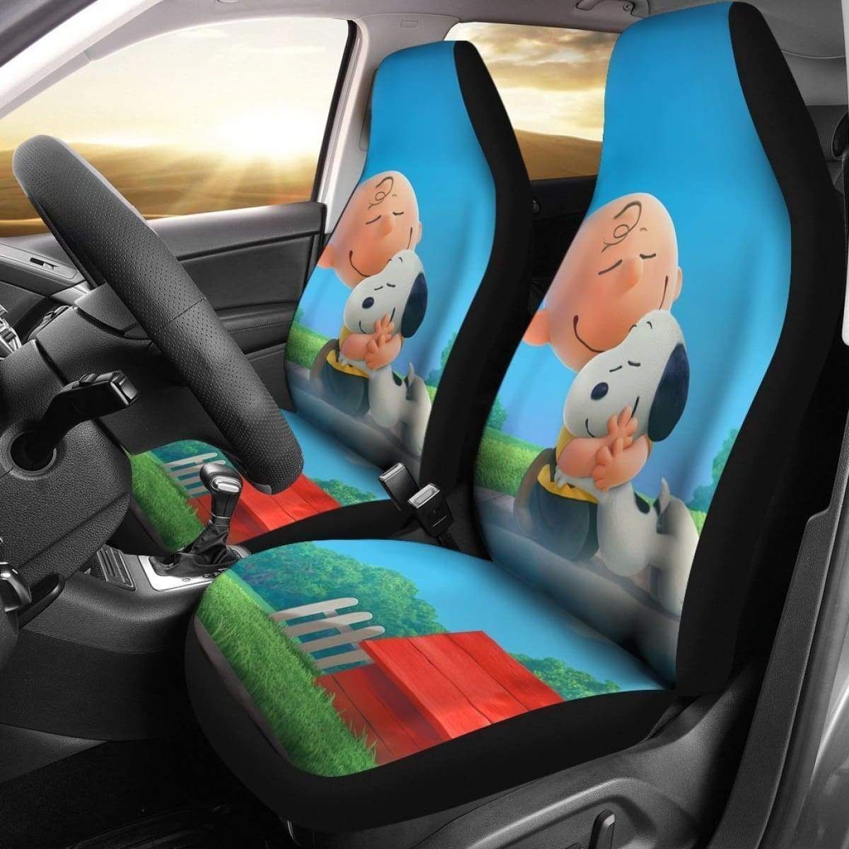 Charlie Brown Hugging Snoopy Car Seat Covers | Inspire Uplift