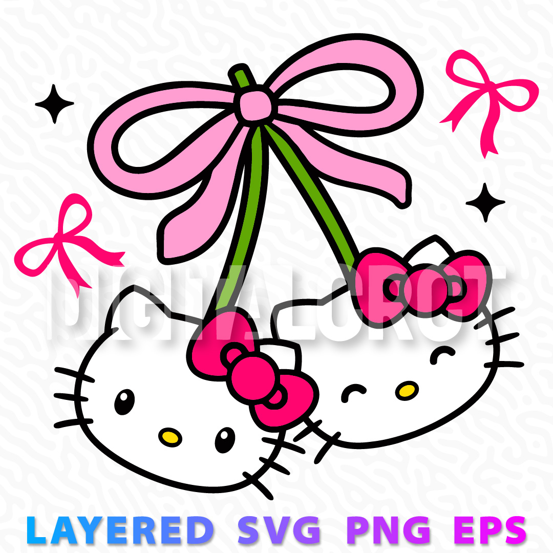 Hello Kitty Bows Clipart - Layered SVG PNG EPS for Crafts an | Inspire ...
