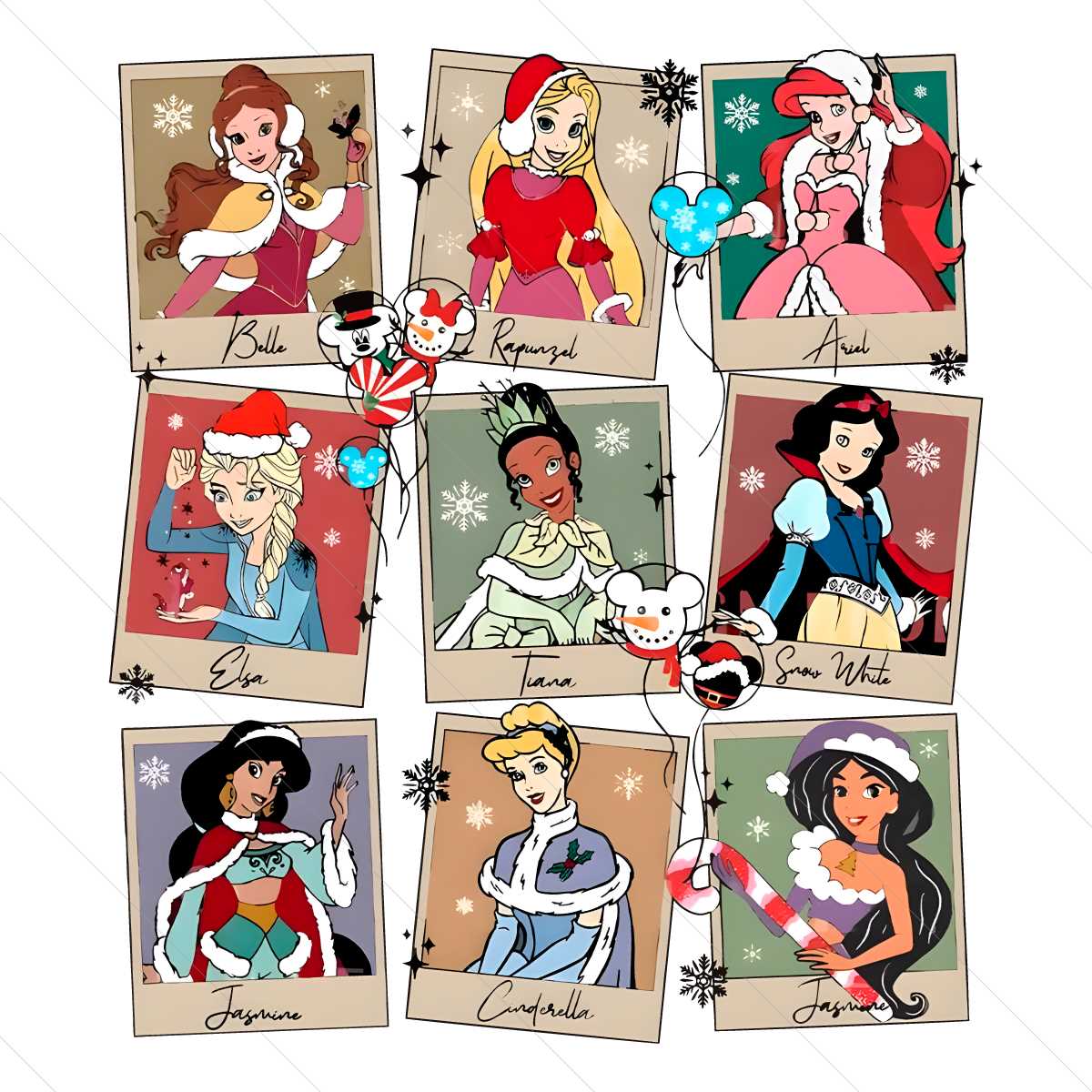 Merry Christmas Disney Princess PNG File | Inspire Uplift