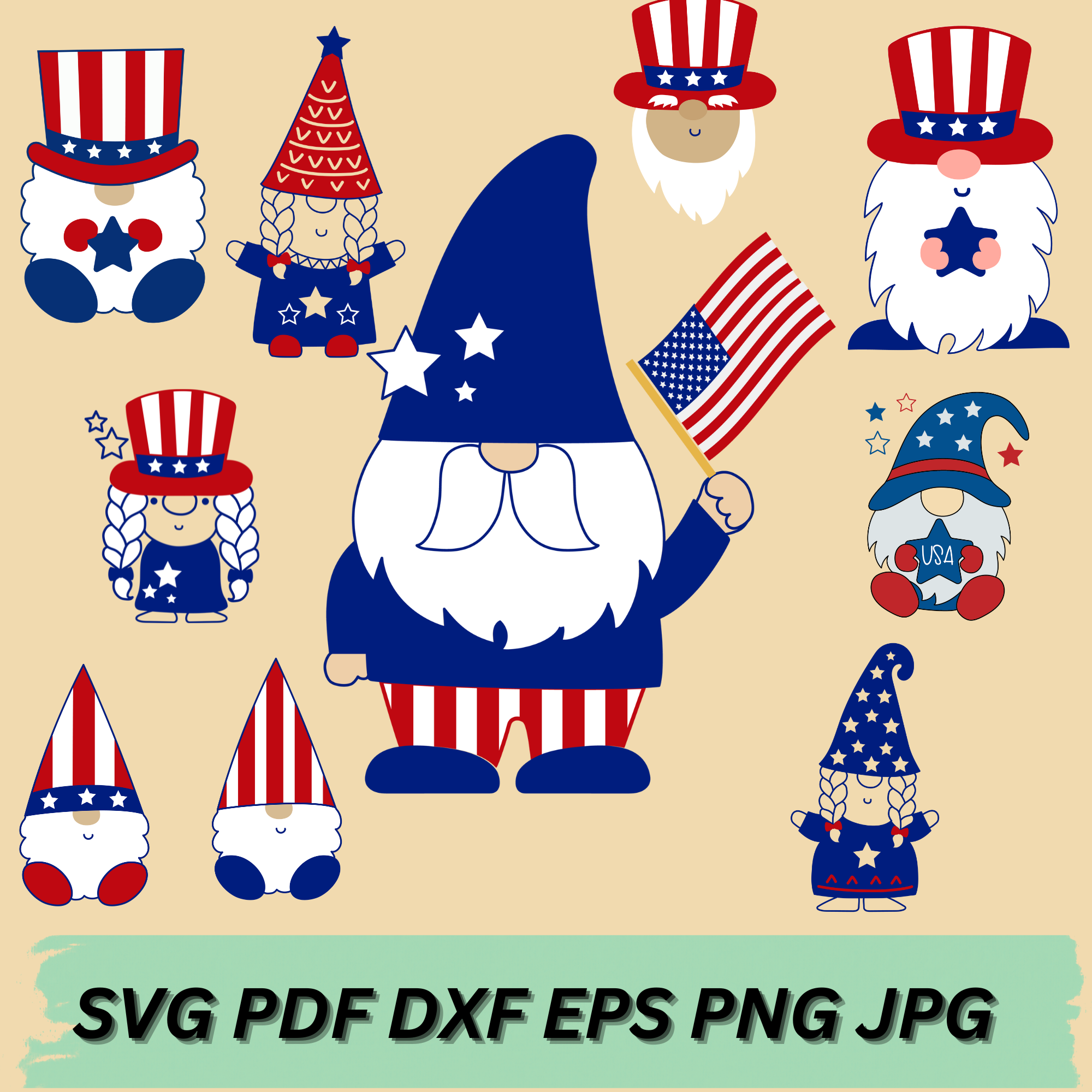 Patriotic Gnomes Bundle 4th of july Gnomes Independence day | Inspire ...