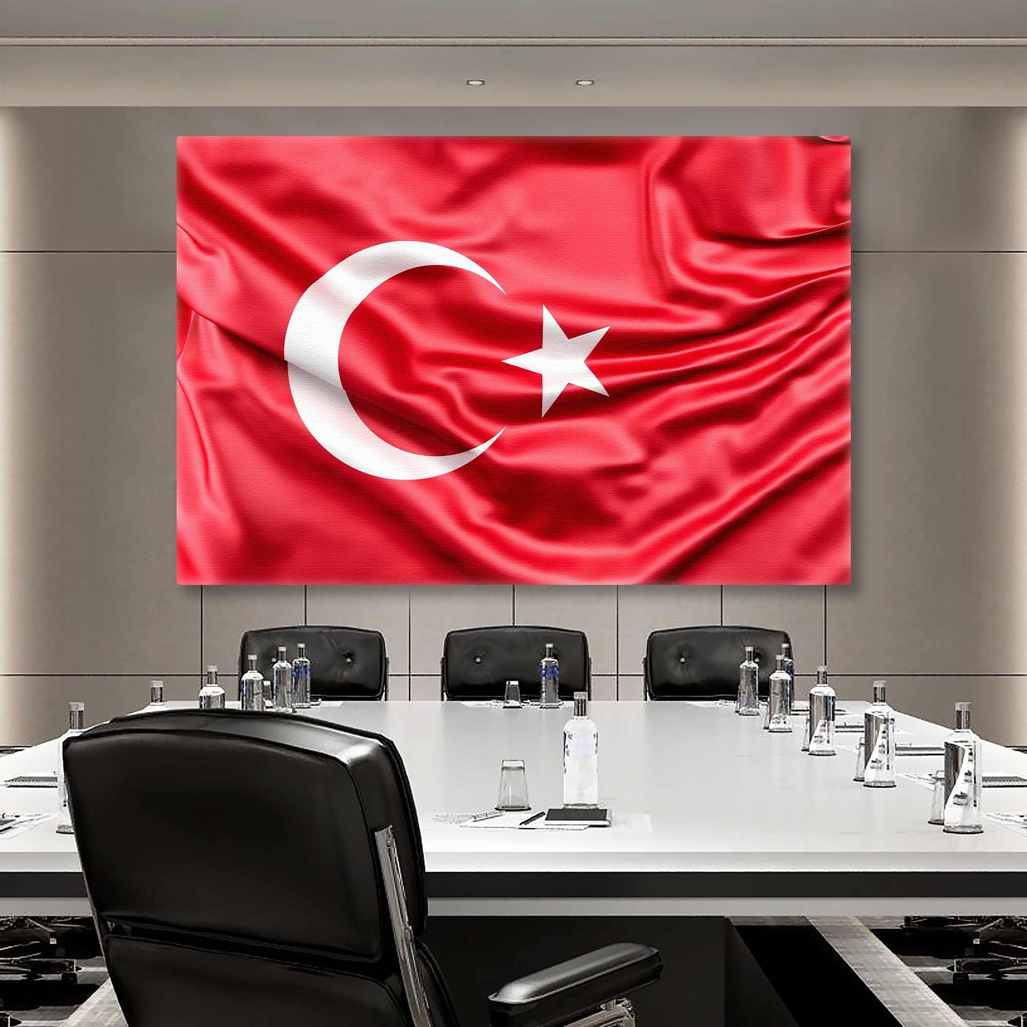 Waving Turkish Flag Noble Flag Crescent Star Roll Up Canvas, | Inspire ...