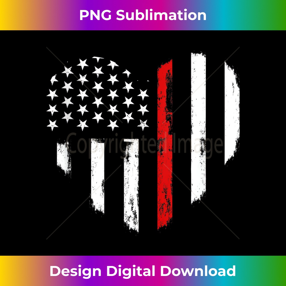 Fireman Thin Red Line American Flag Heart Firefighter Tank T | Inspire ...