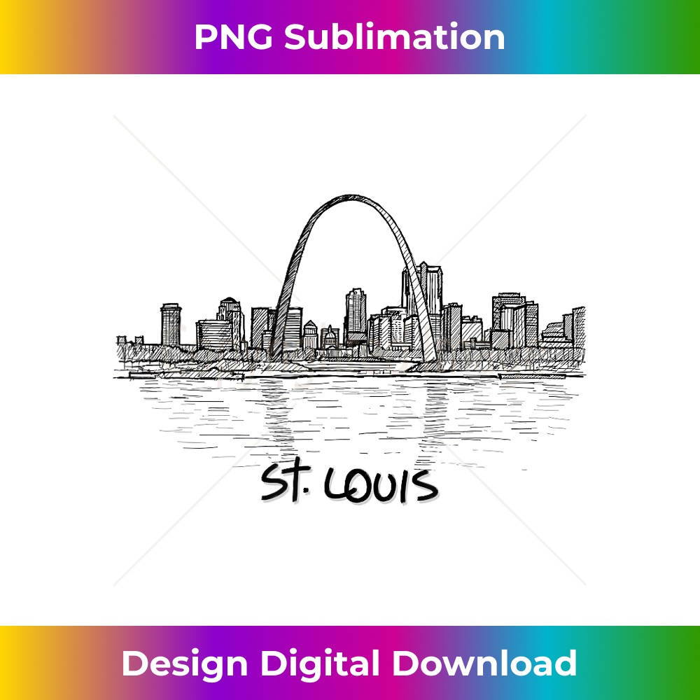 St Louis Arch Missouri Skyline Panorama Drawing Art T Shirt | Inspire ...
