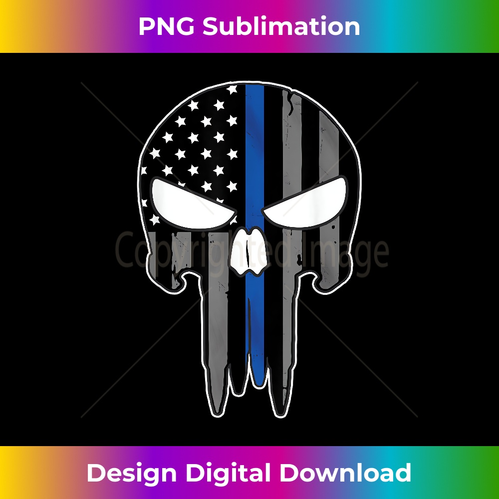 Support Police - Thin Blue Line Skull and American Flag 2 | Inspire Uplift
