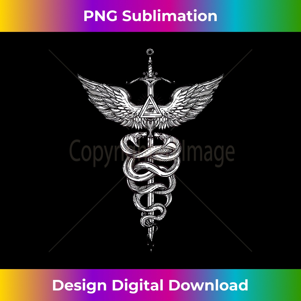 Snakes Winding Around a Winged Sword Caduceus Symbol 2 - PNG | Inspire ...