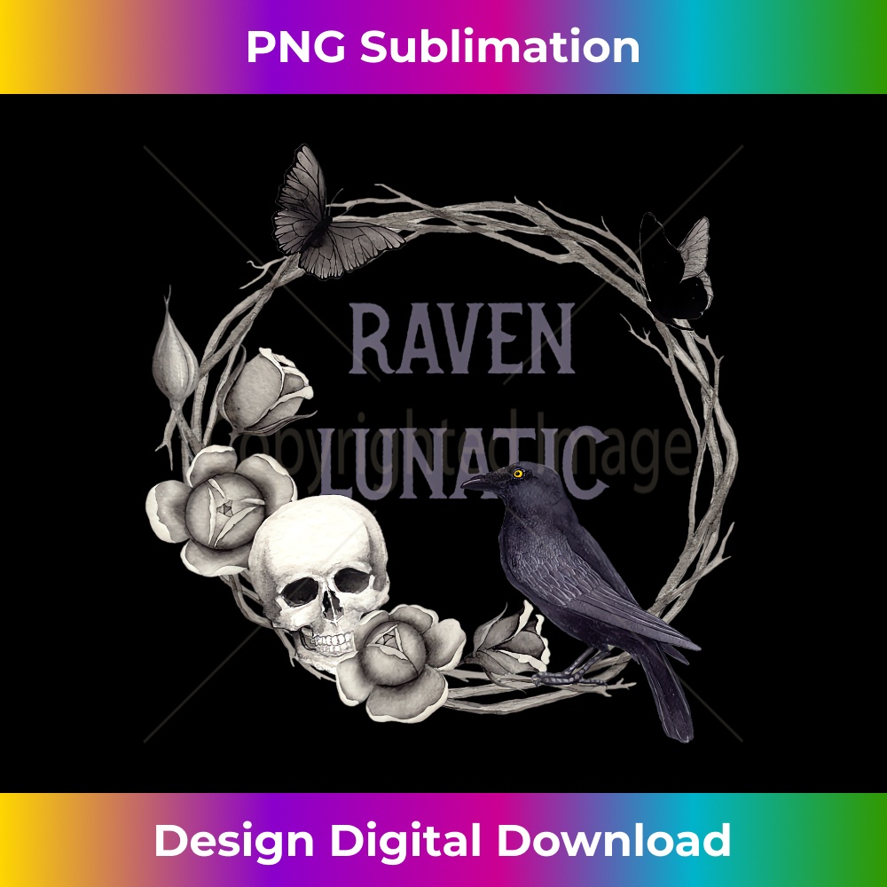 Gothic Raven Skulls and Flowers - Raven Lunatic Skull | Inspire Uplift