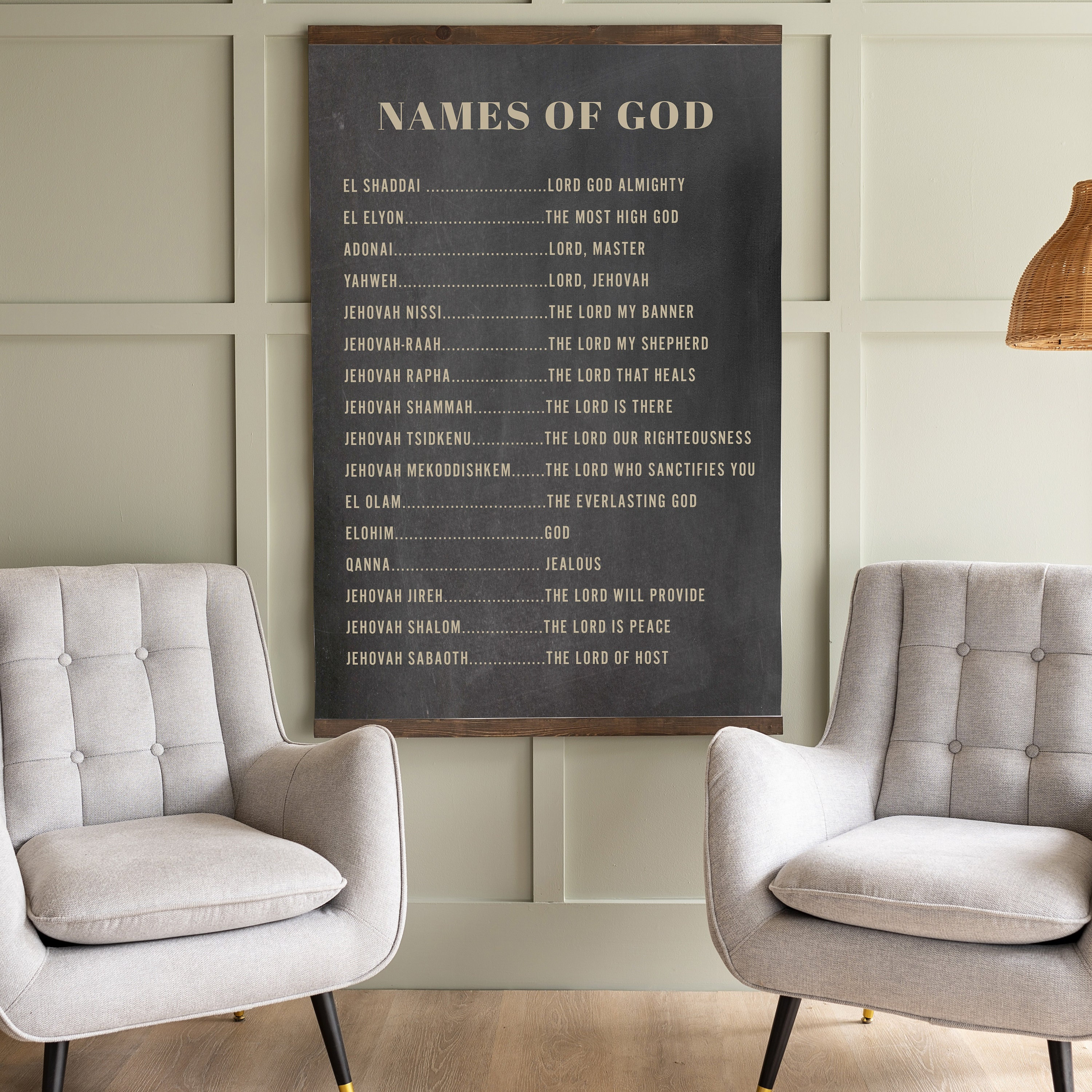 Large Scripture Sign Names Of God Canvas Hanging Extra Lar - Inspire Uplift