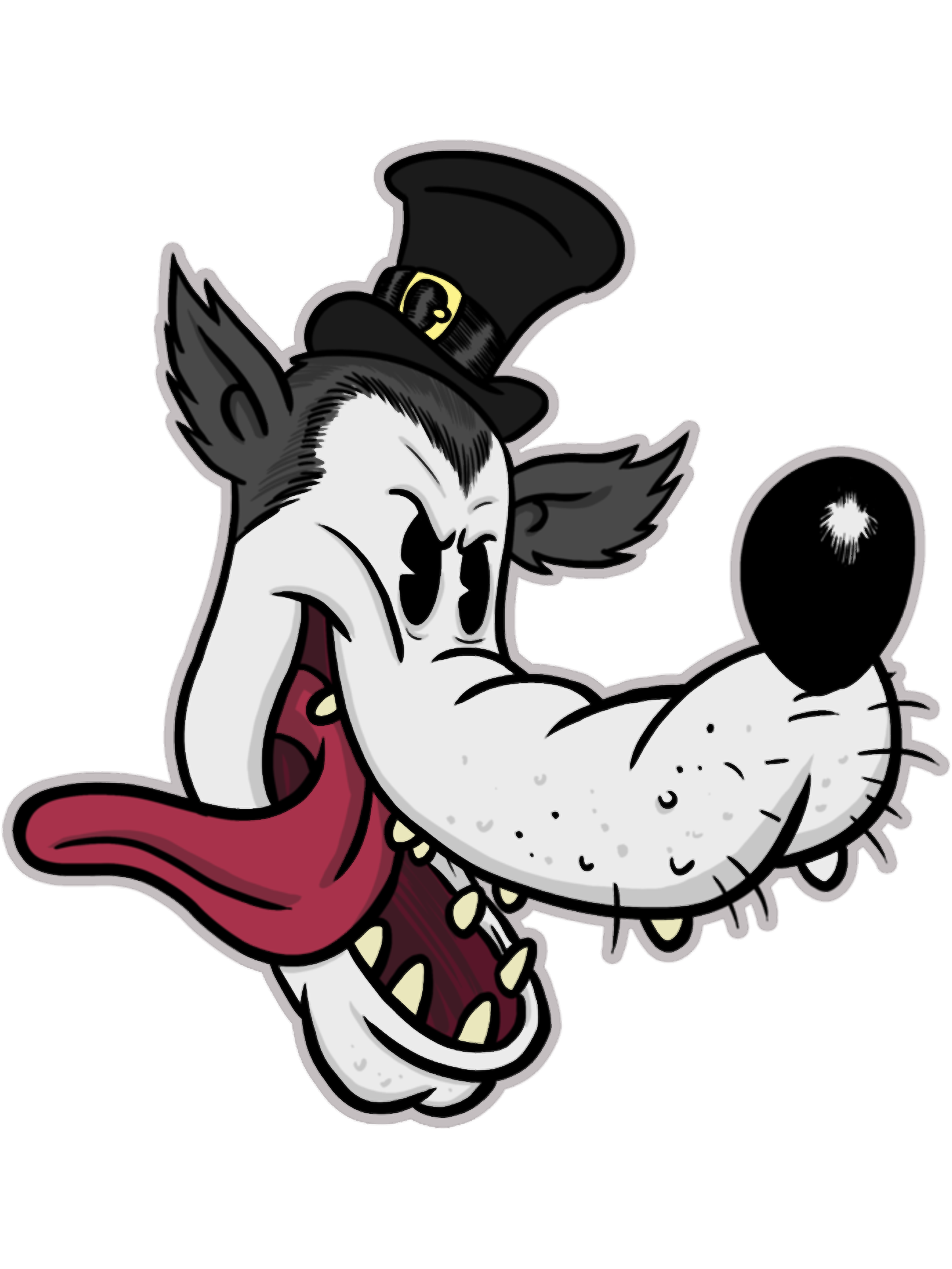 Big Bad Wolf Head Vintage Rubber Hose Cartoony Graphic | Inspire Uplift