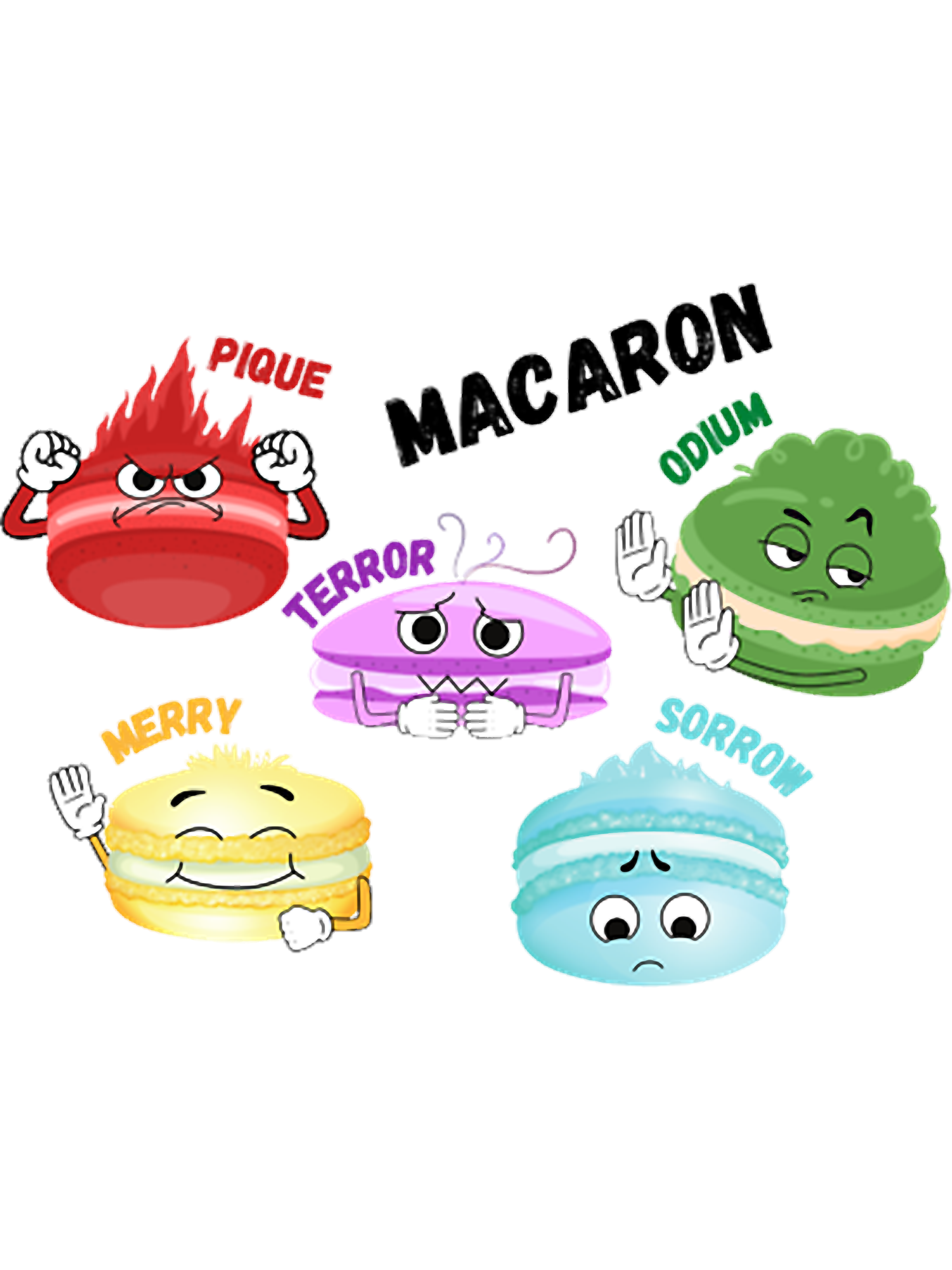 Macaron Charcters of Happy Disgust Angry Sadness and Fear Th | Inspire ...