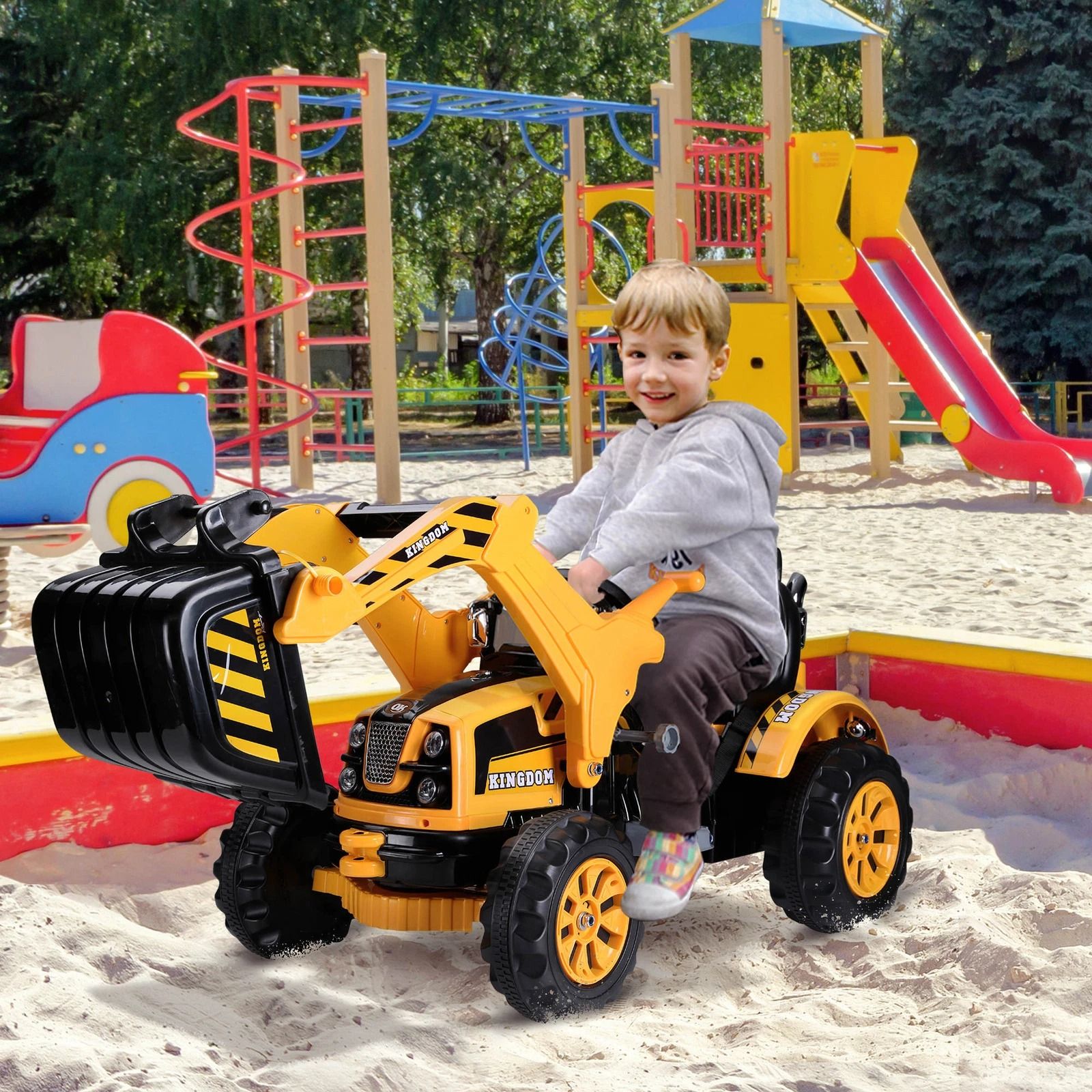 6V Kids Ride-On Electric Excavator – Outdoor Digger Toy | Inspire Uplift