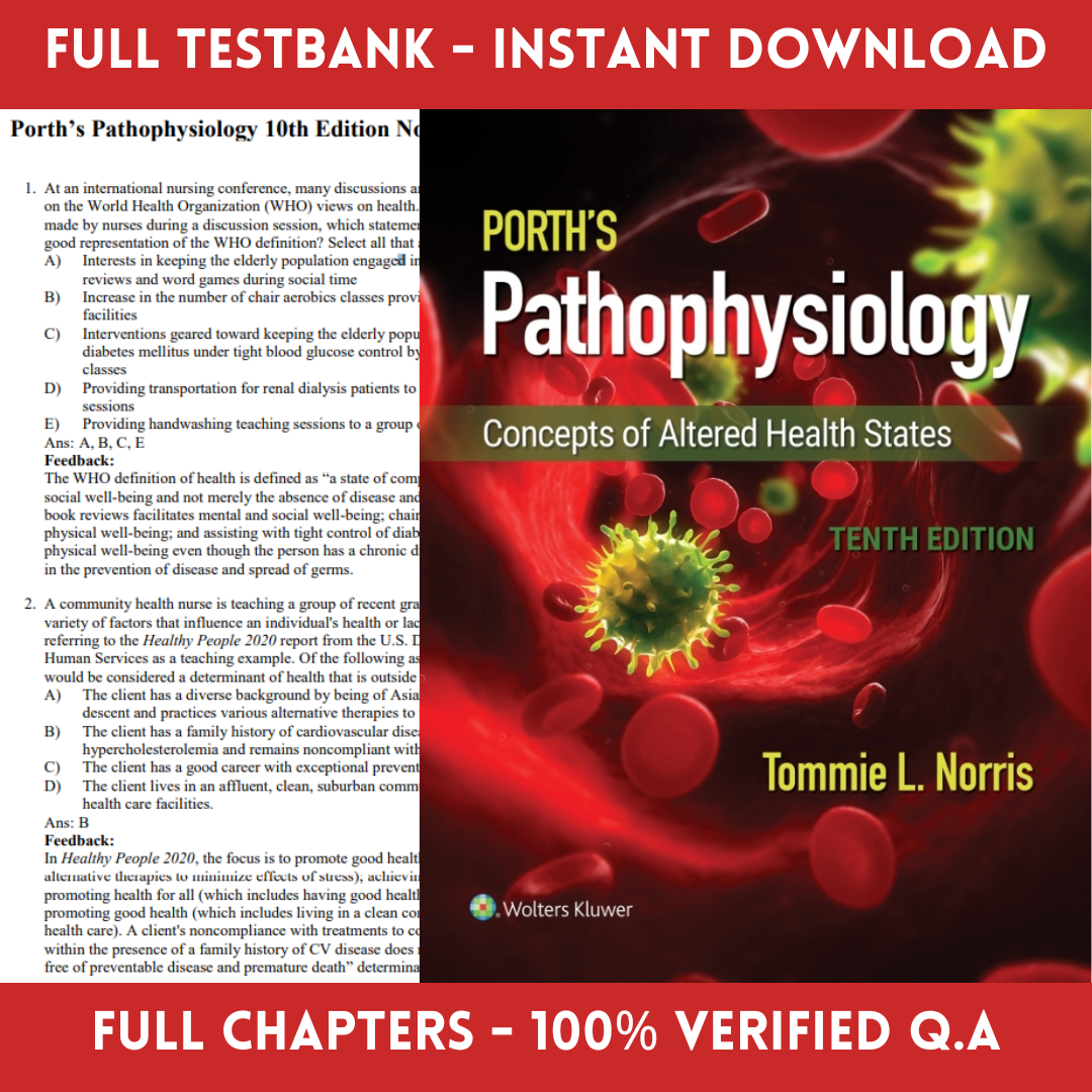 Test Bank For Porth's Pathophysiology Concepts of Altered He | Inspire ...
